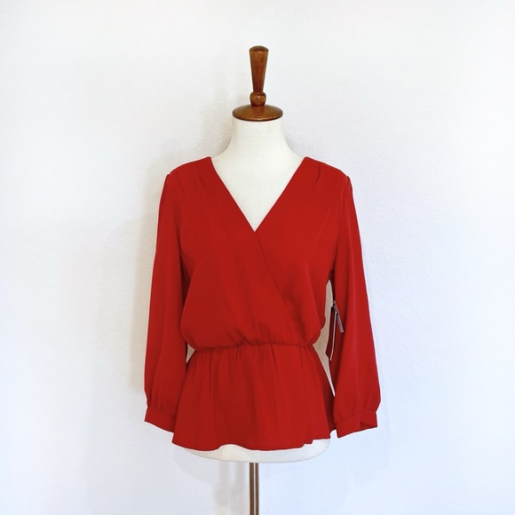 Halogen | Tops | Nwt Halogen Bright Red Wrap Blouse | Poshmark